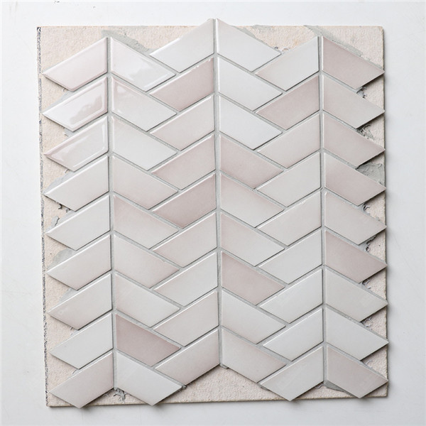 Foshan Manufacturer Trapezoid Shape Beige Color Glazed Porcelain Mosaic ...