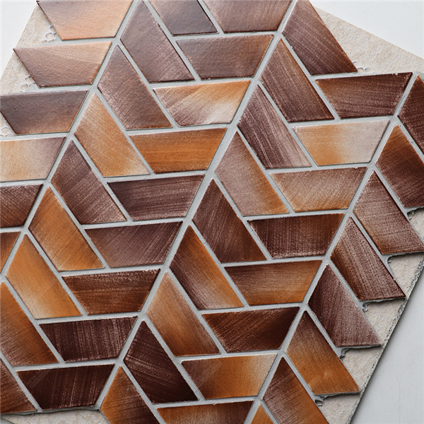 China Wholesale Price Hand-crafted Ceramic Matte Brown Mosaic Trapezoid ...