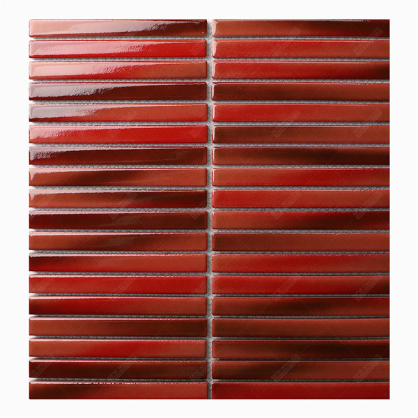 15x145mm Stackbond Glazed Gradient Dark Red Porcelain Mosaic Kit Kat ...