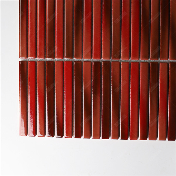 15x145mm Stackbond Glazed Gradient Dark Red Porcelain Mosaic Kit Kat ...