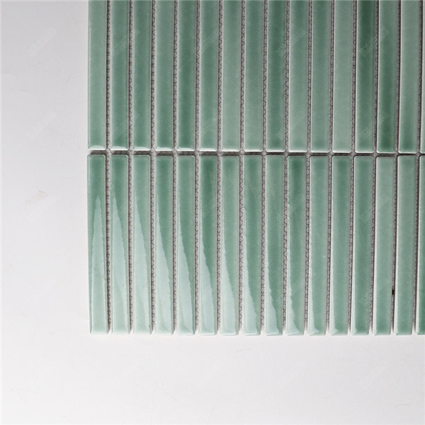 15x145mm Stackbond Grid Porcelain Strip Mosaic Green Finger Backsplash ...