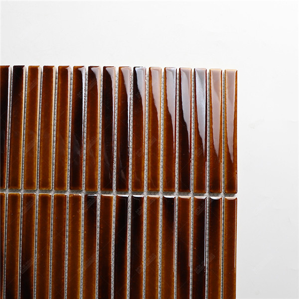 15x145mm Stackbond Glazed Gradient Dark Brown Porcelain Kit Kat Tile ...