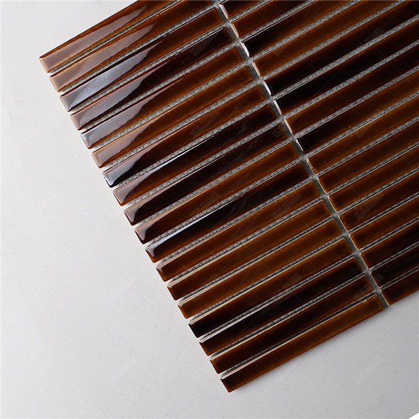 15x145mm Stackbond Glazed Gradient Dark Brown Porcelain Kit Kat Tile ...