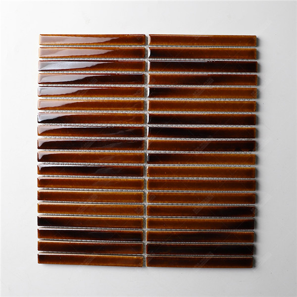 15x145mm Stackbond Glazed Gradient Dark Brown Porcelain Kit Kat Tile ...