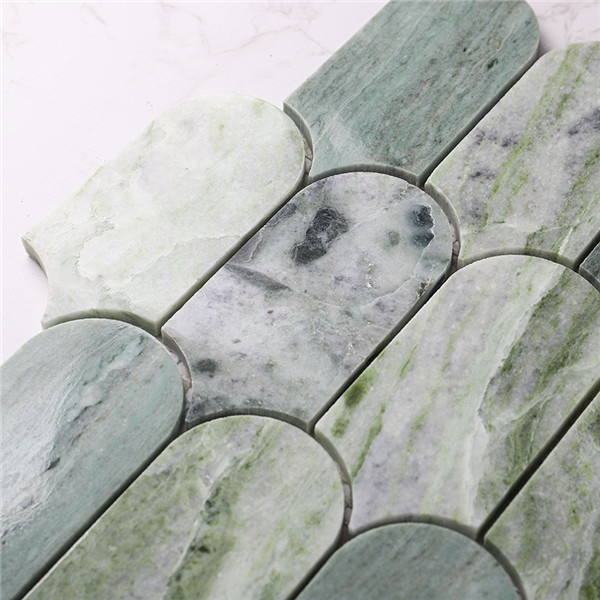 Foshan Manufacturer Polihsed Honed Ming Green Marble Mosaic Tiles Feather Shape | MM-Mosaic