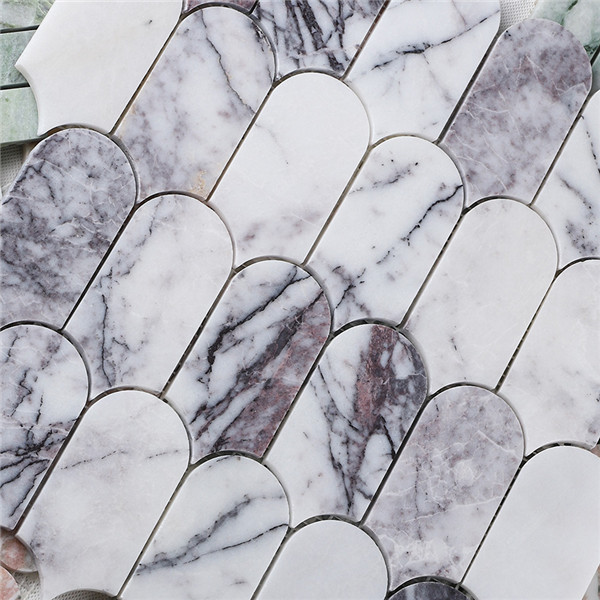Wholesale Factory Price Lilac White Polished Honed Feather Marble ...