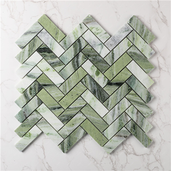 Foshan Wholesale Polished Honed Natural Marble Ming Green Herringbone ...