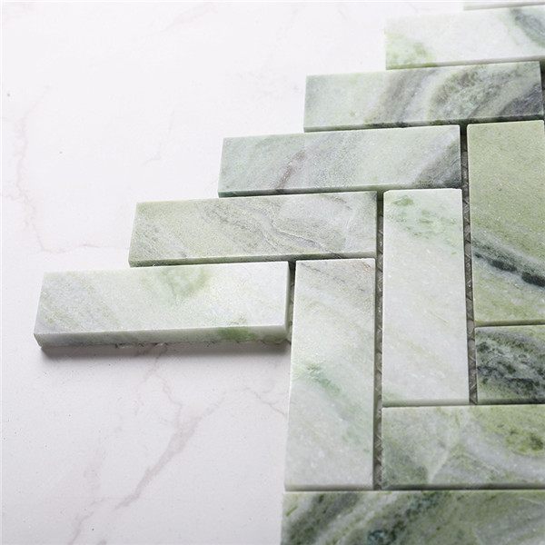 Foshan Wholesale Polished Honed Natural Marble Ming Green Herringbone ...