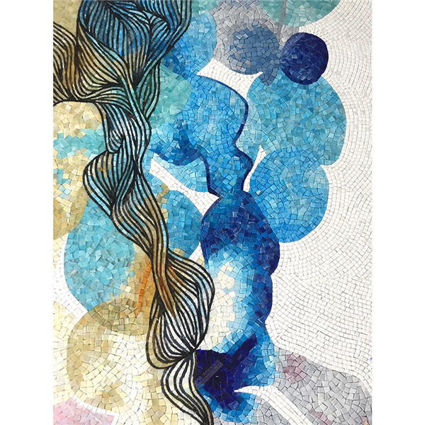 Foshan Factory Customized Handmade Blue Tone Hot Melt Glass Mosaic Art ...