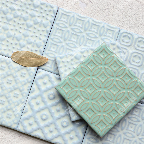 Wholesale Mould Surface Inkjet Print Glazed Blue Grey Square Ceramic ...