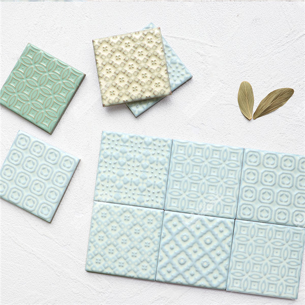 Wholesale Mould Surface Inkjet Print Glazed Blue Grey Square Ceramic ...