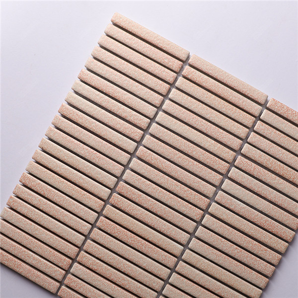 Pitting Surface 12x92mm Ceramic Pink Mosaic Kit Kit Tile Sheet for Home ...