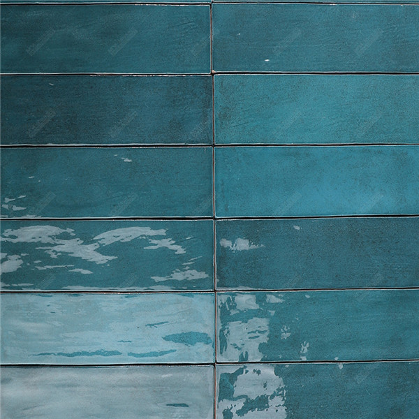 China Foshan Supplier 2x8 Wavy Glazed Porcelain Lake Blue Subway Tile ...