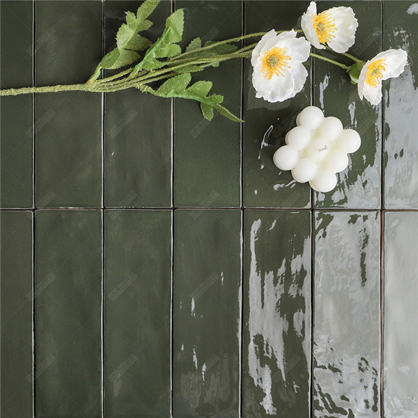 Foshan Factory Supply 65x200mm Wavy Green Subway Tile for Backsplash ...