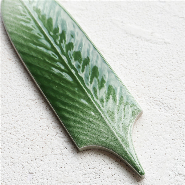 Foshan Mosaic Factory Gradient Glazed Porcelain Handmade Green Feather ...