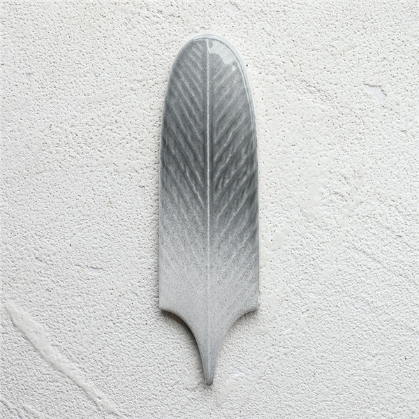 Wholesale Free Sample Glazed Gray Handmade Backsplash Tile Feather ...