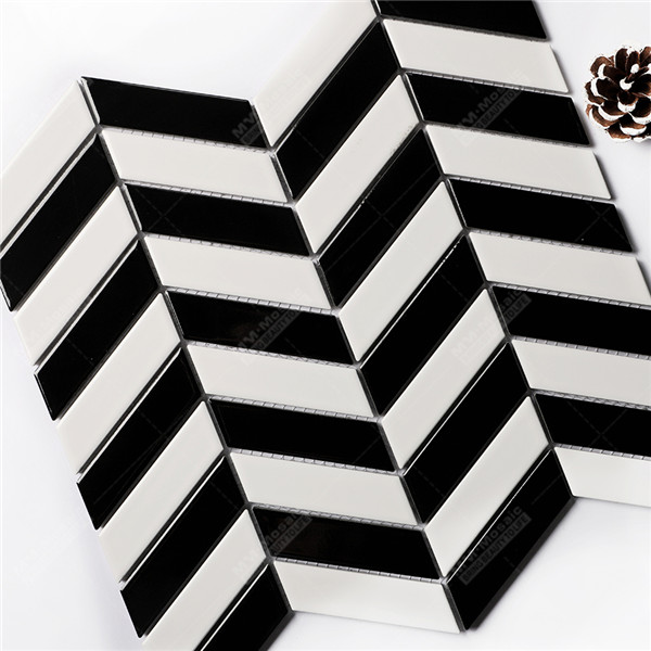 Wholesale Classic Porcelain Glossy Glazed Black And White Chevron ...