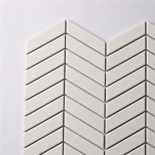 Foshan Manufacturer Glossy Glazed Ceramic White Mosaic Chevron Wall ...