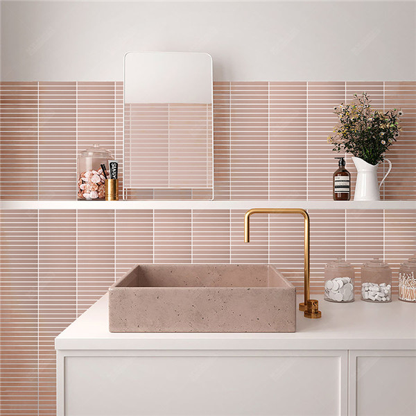 15x145mm Stackbond Matte Glazed Porcelain Mosaic Pink Finger Tiles for ...