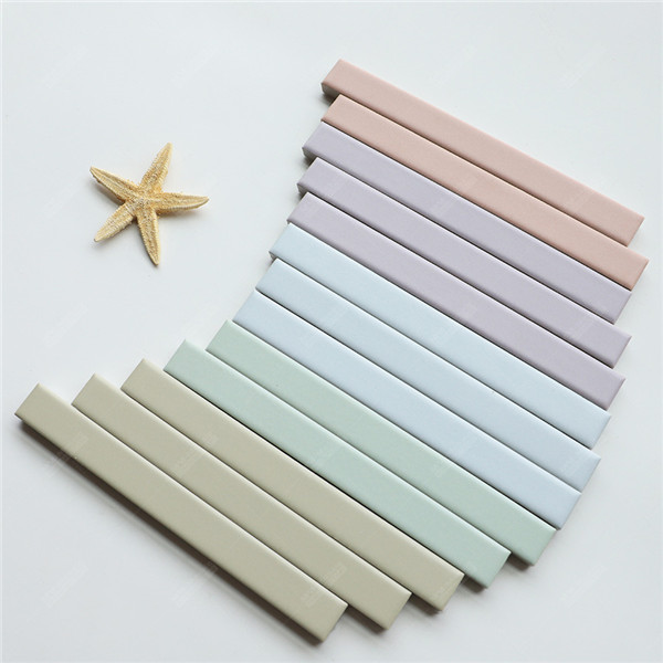 15x145mm Stackbond Matte Glazed Porcelain Mosaic Pink Finger Tiles for ...