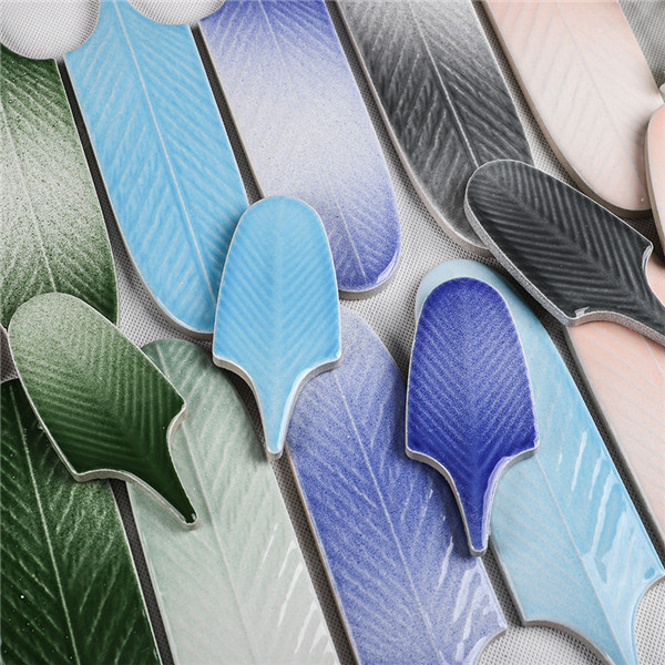 Handmade Gradient Sky Blue Feather Shape Modern Kitchen Contemporary ...