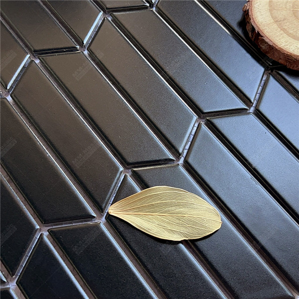 China Foshan Factory Parallelogram Pattern Porcelain Glazed Matte Black ...