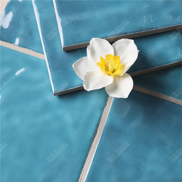 Wholesale Foshan Factory Wavy Surface 5x5 Inch Bathroom Square Blue ...