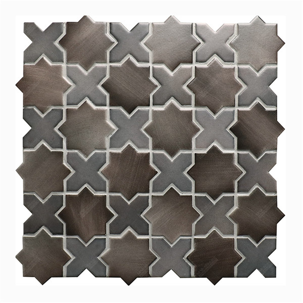 Foshan Factory Hand-crafted Star Cross Dust Grey Porcelain Mosaic Tile ...