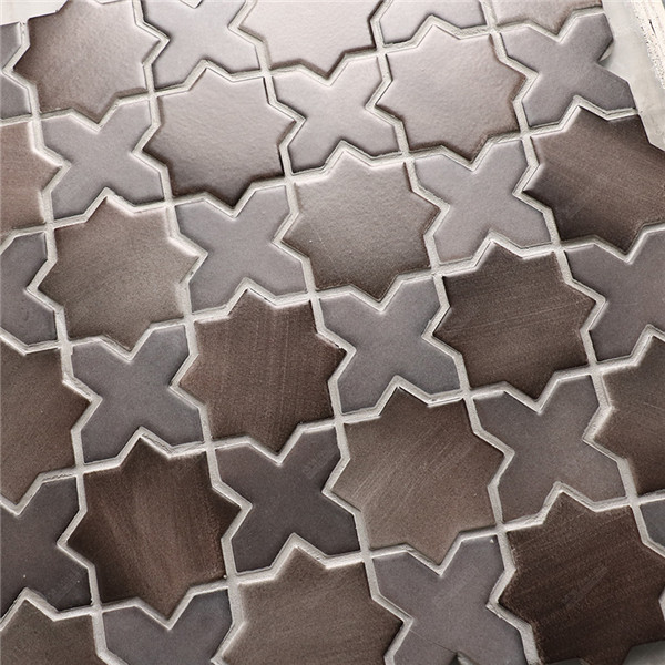 Foshan Factory Hand-crafted Star Cross Dust Grey Porcelain Mosaic Tile ...