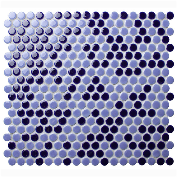 Foshan Manufacturer 1" Mini Glossy Glazed Porcelain Mosaic Blue Penny ...