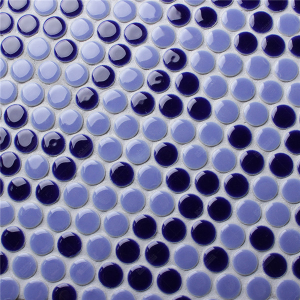 Foshan Manufacturer 1" Mini Glossy Glazed Porcelain Mosaic Blue Penny ...