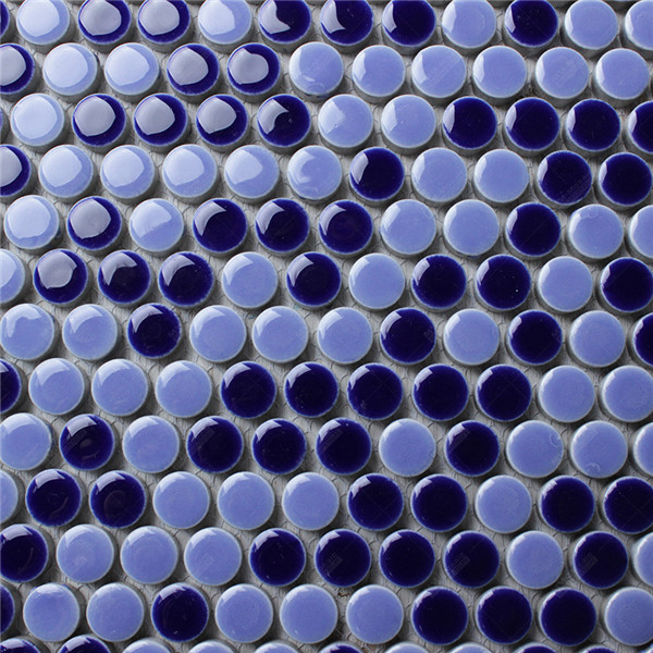 Foshan Manufacturer 1" Mini Glossy Glazed Porcelain Mosaic Blue Penny ...