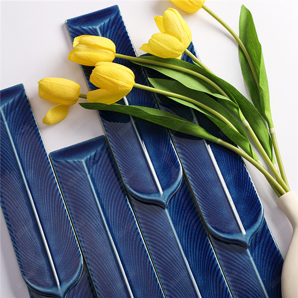 Wholesale Project Premium GLazed Porcelain Jumbo Feather Shape Blue 3D ...