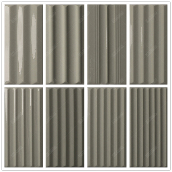 Wholesale Foshan Company Rippled Surface Ceramic 3x6 Inch Grey Subway ...