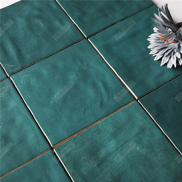 Foshan Manufacturer Hand-made Wavy Porcelain Lake Blue 5x5 Square Tile ...