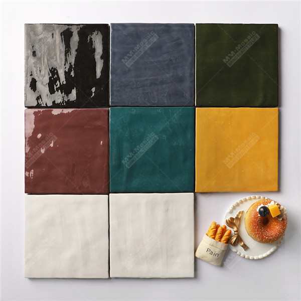 Foshan Manufacturer Hand-made Wavy Porcelain Lake Blue 5x5 Square Tile ...