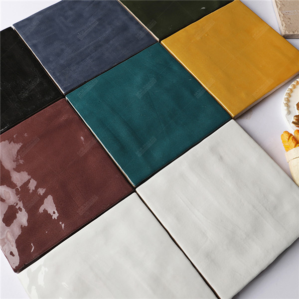 Foshan Manufacturer Hand-made Wavy Porcelain Lake Blue 5x5 Square Tile ...