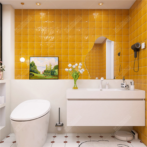 Wholesale Distributor Wavy Surface Porcelain 5x5 Handmade Orange Square ...