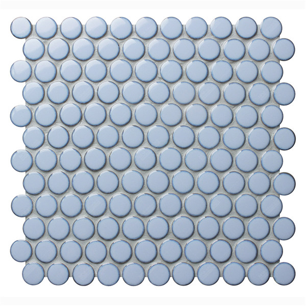 28mm Porcelain Glazed Pale Blue Mosaic Penny Round Tiles for ...