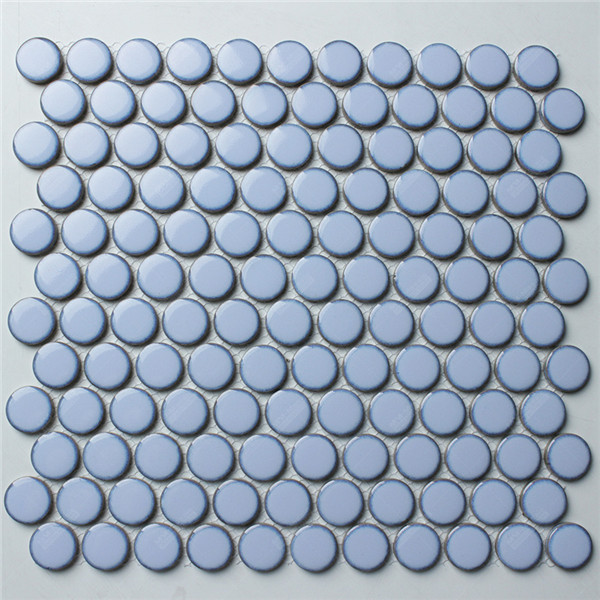 28mm Porcelain Glazed Pale Blue Mosaic Penny Round Tiles for ...