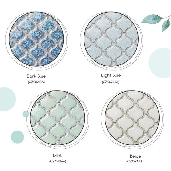 Foshan Manufacturer Blossom Glazed Porcelain Light Blue Lantern Tile ...