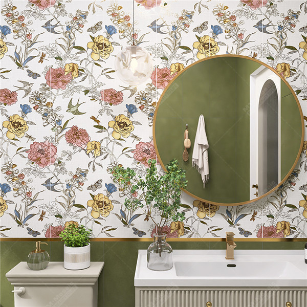 300x900mm Inkjet Printed Floral Pattern Porcelain Background Wall Tile ...