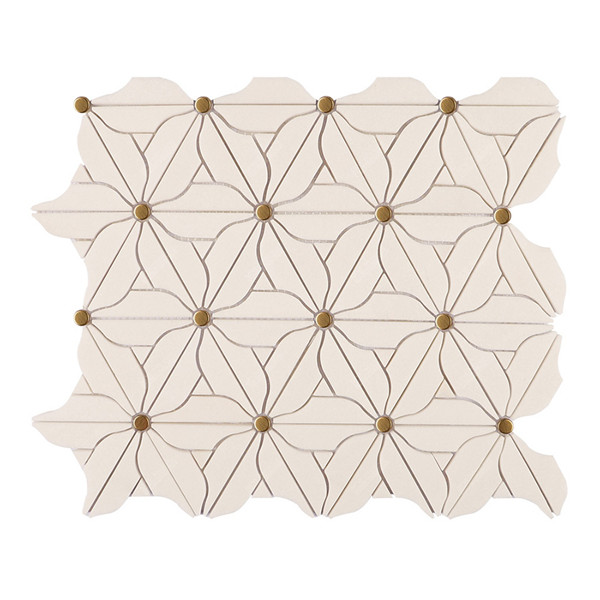 China Factory Price Waterjet Marble Flower Thassos White Stone Mosaic