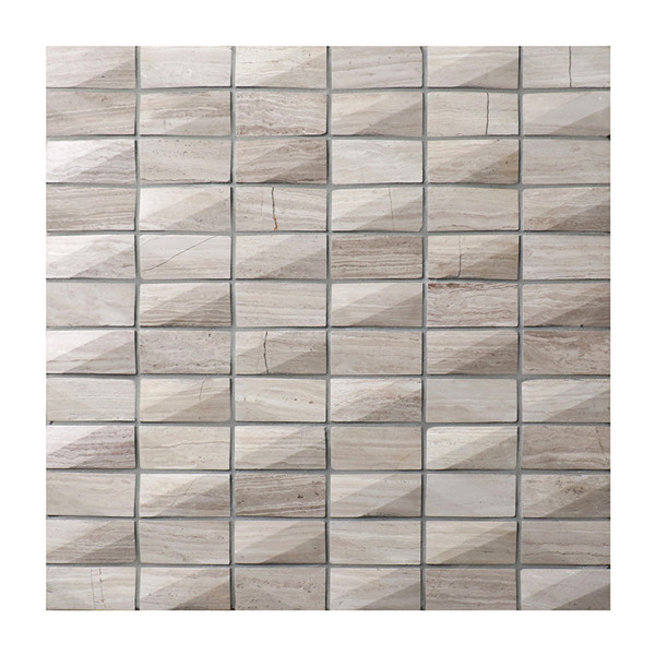 China Factory 3d Rectangle White Wooden Marble Stone Mosaic Tile for ...