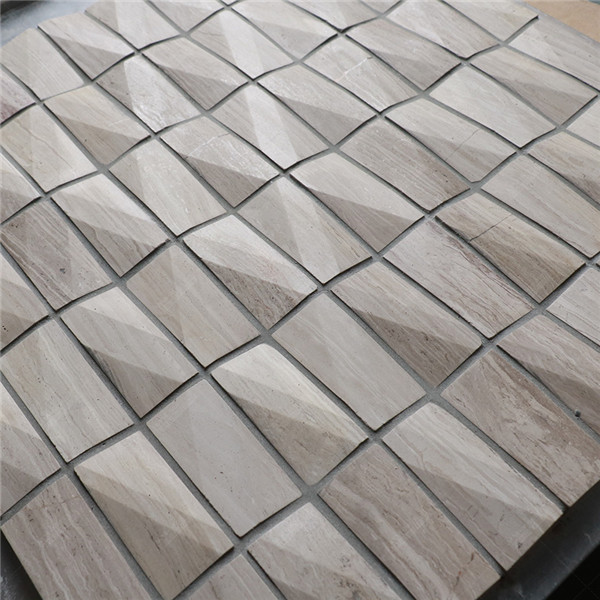 China Factory 3d Rectangle White Wooden Marble Stone Mosaic Tile for ...