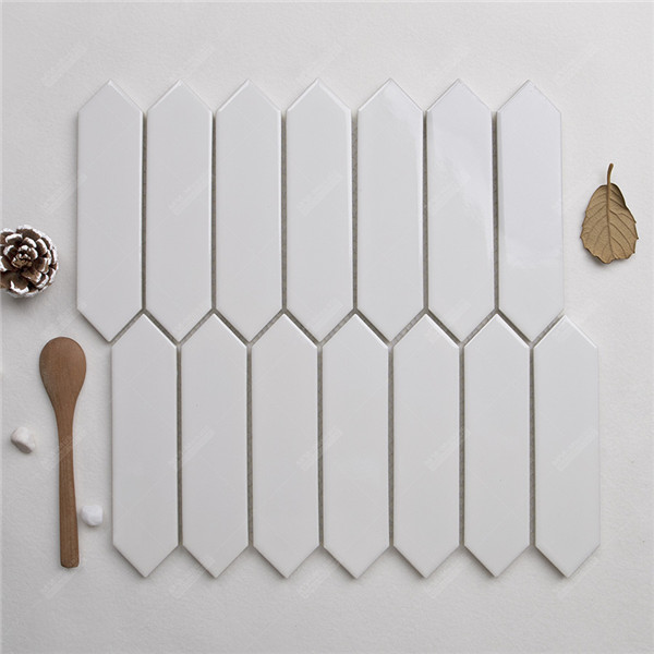 China Foshan Wholesale Premium Glazed Glossy White Picket Long Hexagon ...