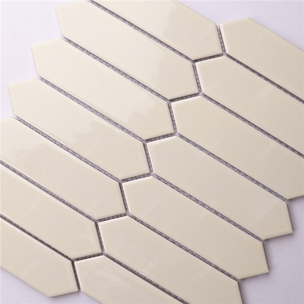 Foshan Manufacturer Long Picket Shape Glossy Porcelain Cream Hexagon ...