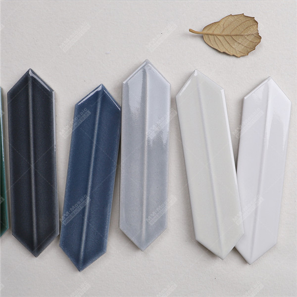 Wholesale Price Premium Glazed Blue Picket Long Hexagon Ceramic Mosaic ...