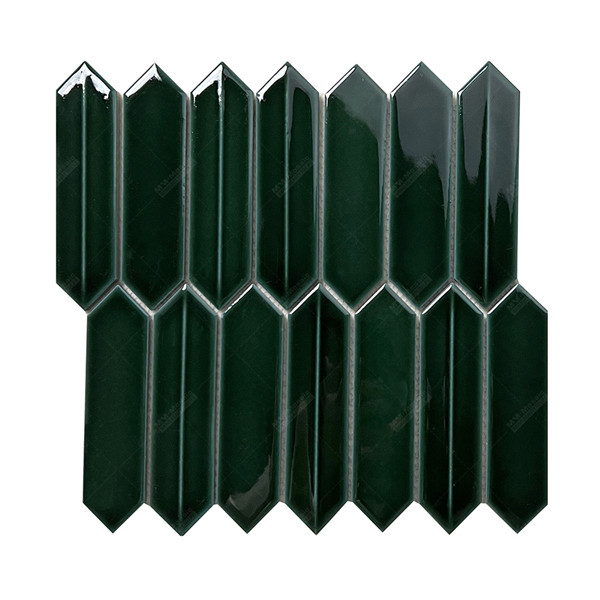 Foshan Factory Price Mould Surface Dark Green Picket Elongtaed Hexagon ...