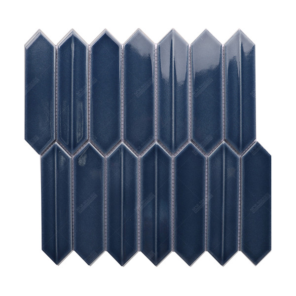 Wholesale China Glazed Blue Picket Long Hexagon Modern Ceramic Mosaic ...